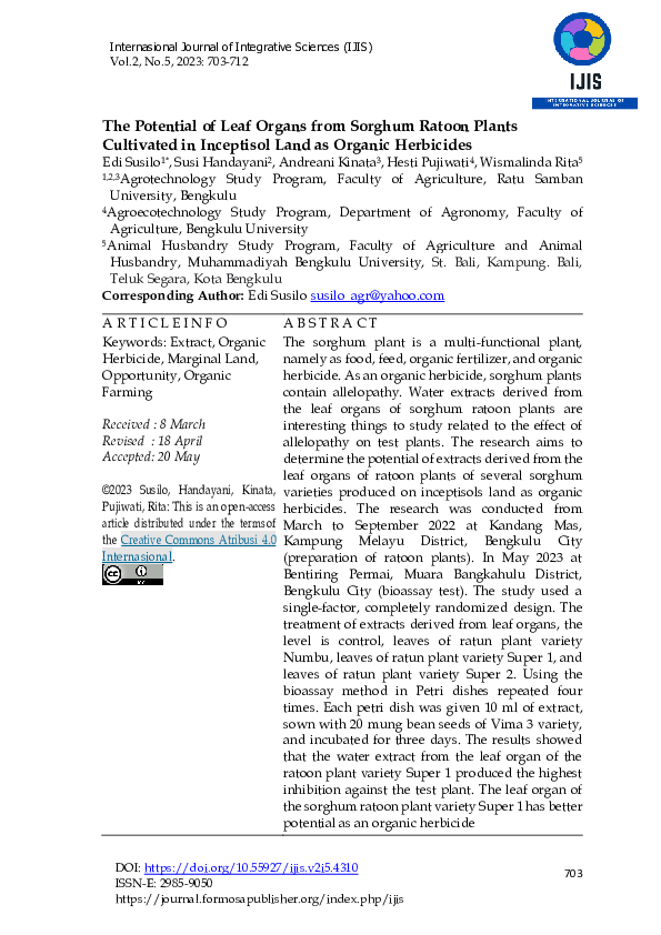 (PDF) The Potential of Leaf Organs from Sorghum Ratoon Plants ...