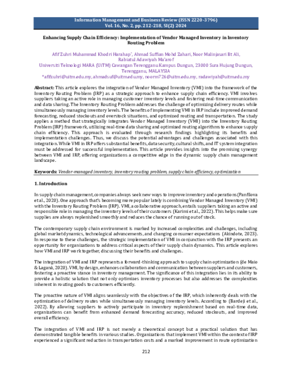 (PDF) Enhancing Supply Chain Efficiency: Implementation of Vendor ...