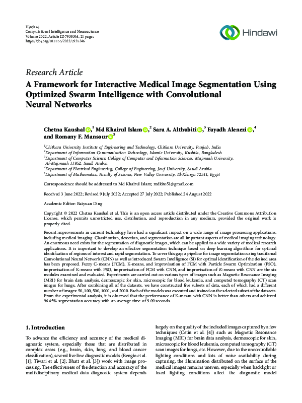 (PDF) A Framework for Interactive Medical Image Segmentation Using Optimized Swarm Intelligence ...