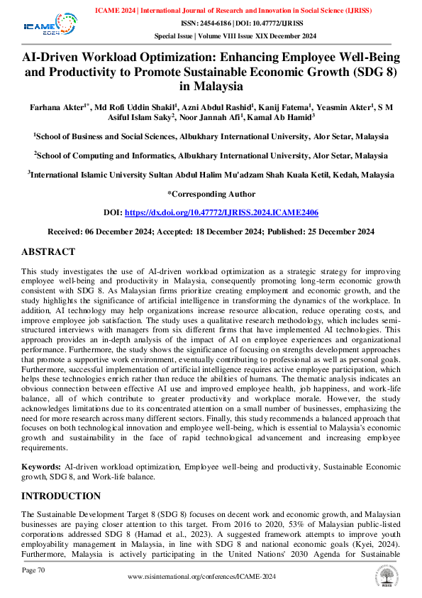 (PDF) AI-Driven Workload Optimization: Enhancing Employee Well-Being and Productivity to Promote ...