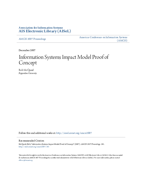 (PDF) Information Systems Impact Model Proof of Concept