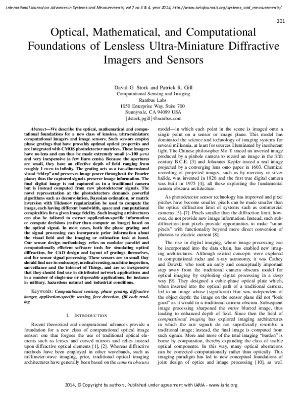 (PDF) Optical, Mathematical, and Computational Foundations of Lensless Ultra-Miniature ...