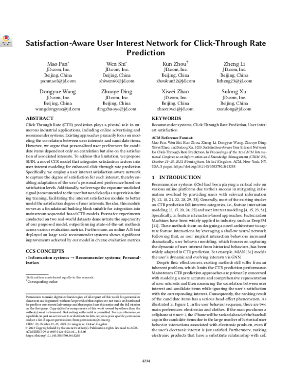 (PDF) Satisfaction-Aware User Interest Network for Click-Through Rate Prediction