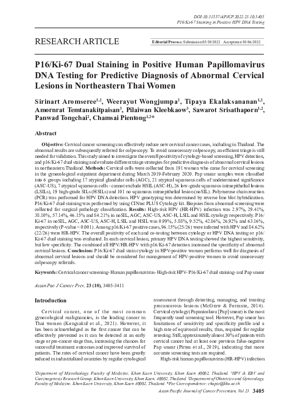 (PDF) P16/Ki-67 Dual Staining in Positive Human Papillomavirus DNA ...