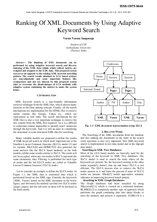 (PDF) Ranking Of XML Documents by Using Adaptive Keyword Search