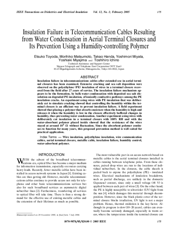 (PDF) Insulation failure in telecommunication cables resulting from ...