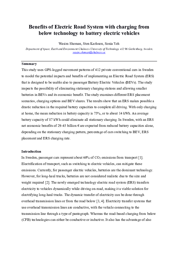 (PDF) Benefits of Electric Road System with charging from below ...
