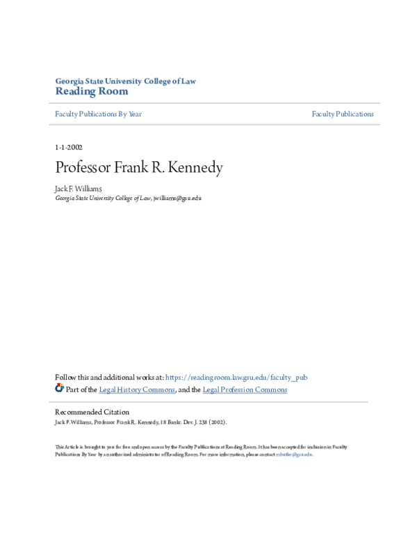 (PDF) Professor Frank R. Kennedy