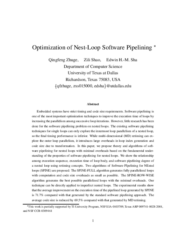 (PDF) Optimization of Nest-Loop Software Pipelining | Edwin Sha - Academia.edu