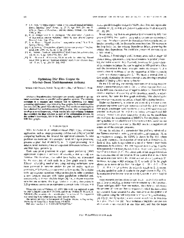 (PDF) Optimizing DSP flow graphs via schedule-based multidimensional retiming
