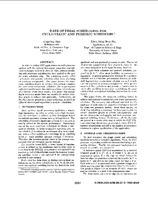 (PDF) Rate-optimal scheduling for cyclo-static and periodic schedules