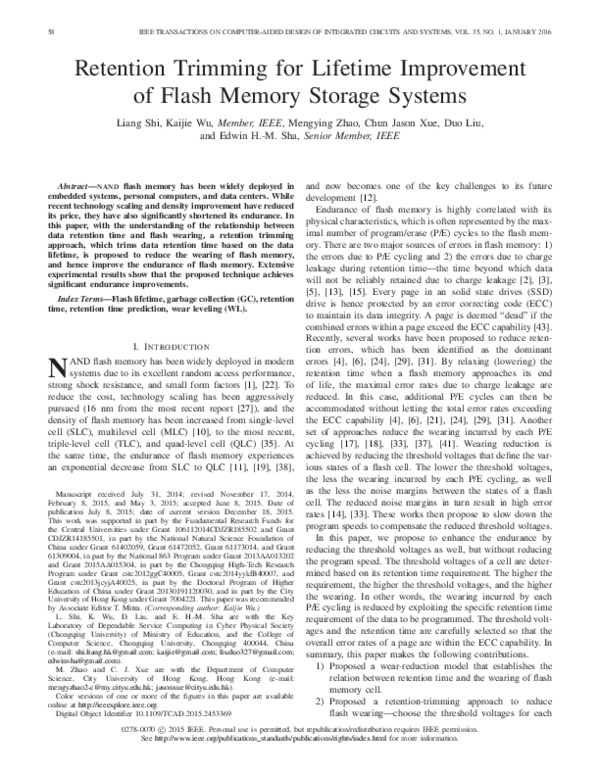 (PDF) Retention Trimming for Lifetime Improvement of Flash Memory Storage Systems