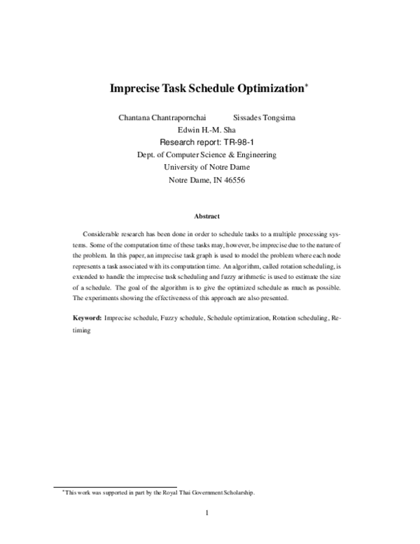 (PDF) Imprecise task schedule optimization