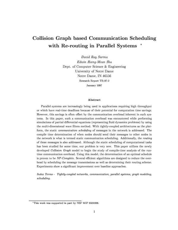 (PDF) Collision graph based communication scheduling for parallel systems