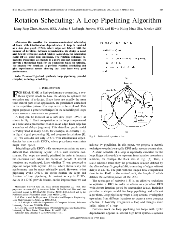 (PDF) Rotation scheduling: a loop pipelining algorithm