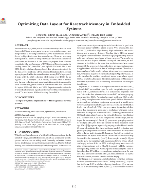 (PDF) Optimizing Data Layout for Racetrack Memory in Embedded Systems