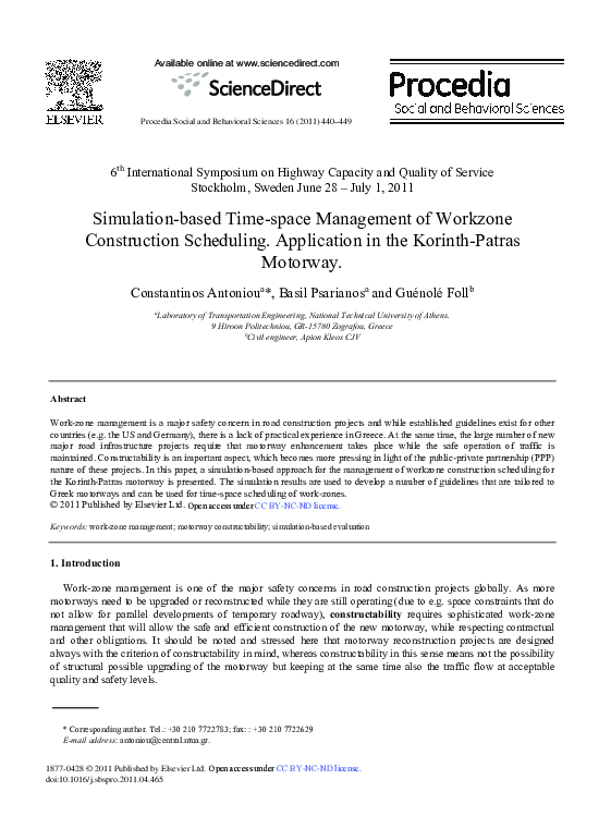 (PDF) Simulation-based Time-space Management of Workzone Construction Scheduling. Application in ...