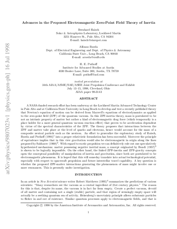 (PDF) Advances in the proposed electromagnetic zero-point field theory ...