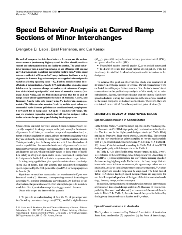 (PDF) Speed Behavior Analysis at Curved Ramp Sections of Minor Interchanges