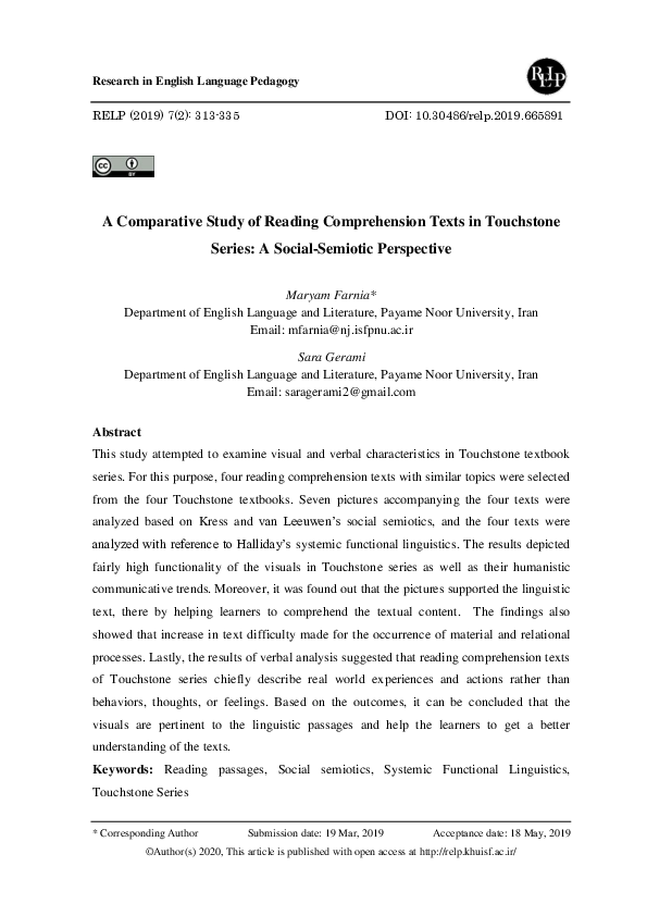 (PDF) A Comparative Study of Reading Comprehension Texts in Touchstone ...