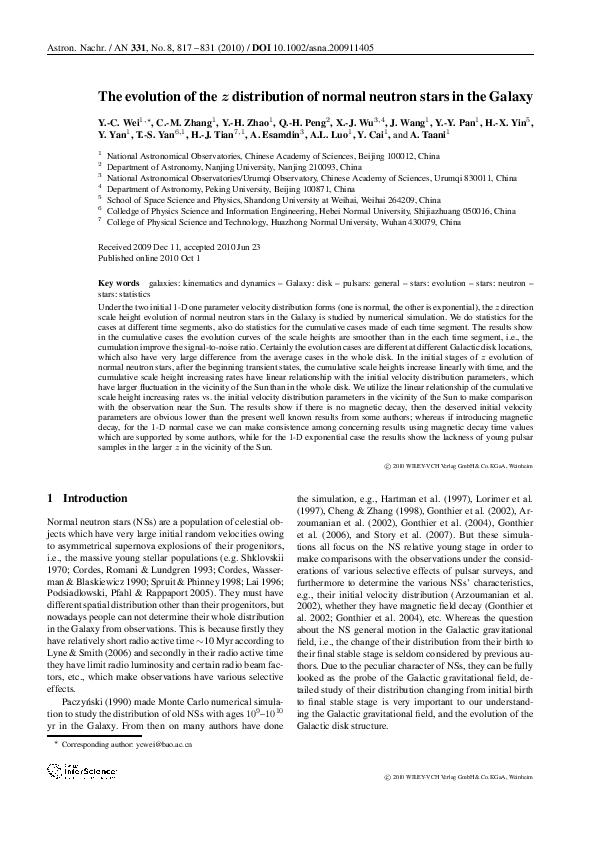 (PDF) The evolution of the z distribution of normal neutron stars in ...