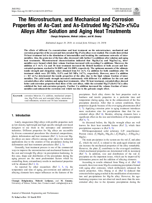 (PDF) The microstructure and mechanical and corrosion properties of Mg ...