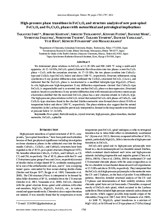 (PDF) High-pressure phase transitions in FeCr2O4 and structure analysis ...