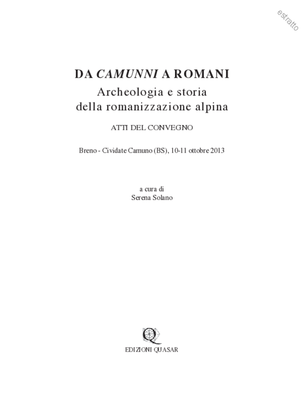 (PDF) Da Camunni a Romani: il ruolo dell'arte rupestre