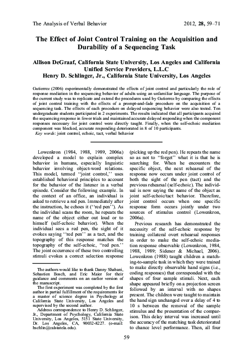 (PDF) The Effect of Joint Control Training on the Acquisition and ...