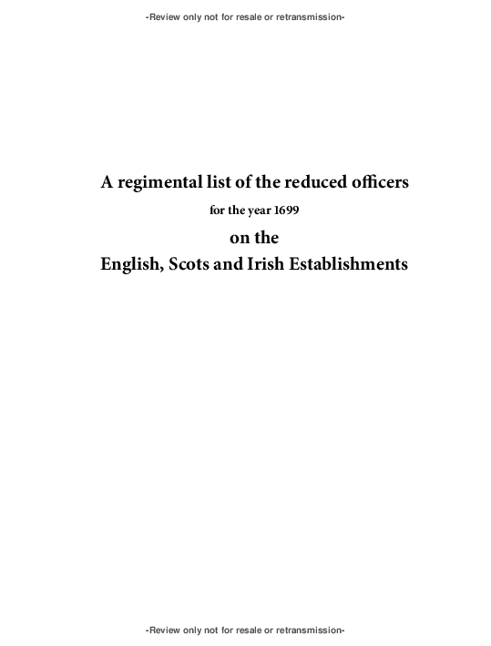 (PDF) A regimental list of the reduced officers for the year 1699 on ...