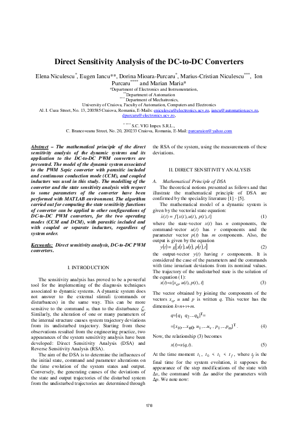 (PDF) Direct Sensitivity Analysis of the DC-to-DC Converters
