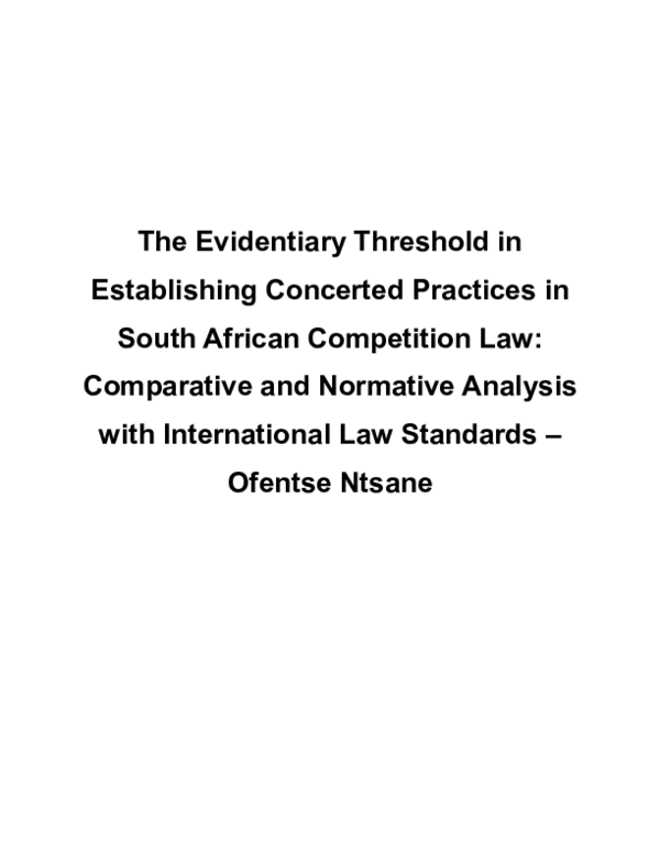 (PDF) The evidentiary threshold in establishing concerted practices in ...