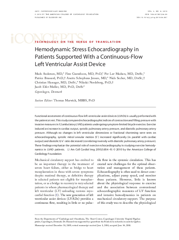 (PDF) Hemodynamic Stress Echocardiography in Patients Supported With a Continuous-Flow Left ...