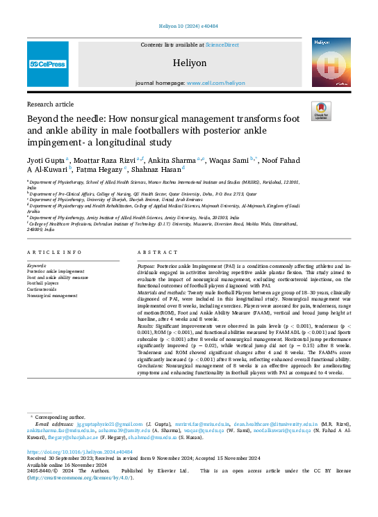 (PDF) Beyond the needle: How nonsurgical management transforms foot and ankle ability in male ...