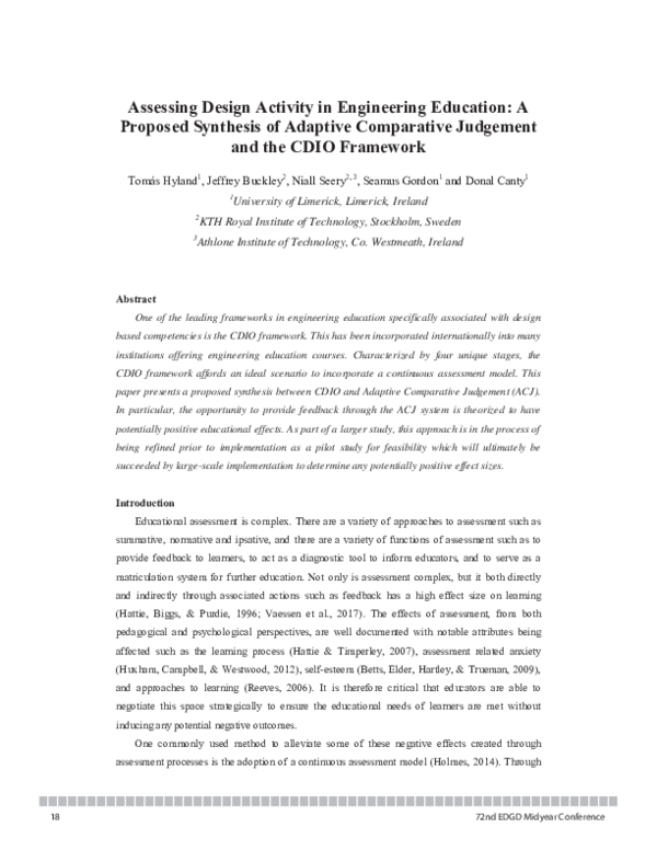 (PDF) Assessing design activity in engineering education: A proposed synthesis of adaptive ...