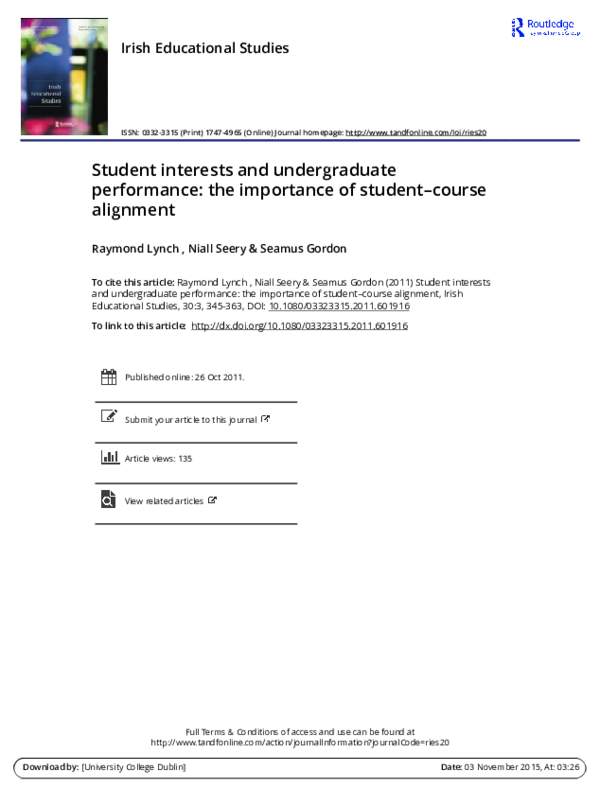 (PDF) Student interests and undergraduate performance: the importance ...