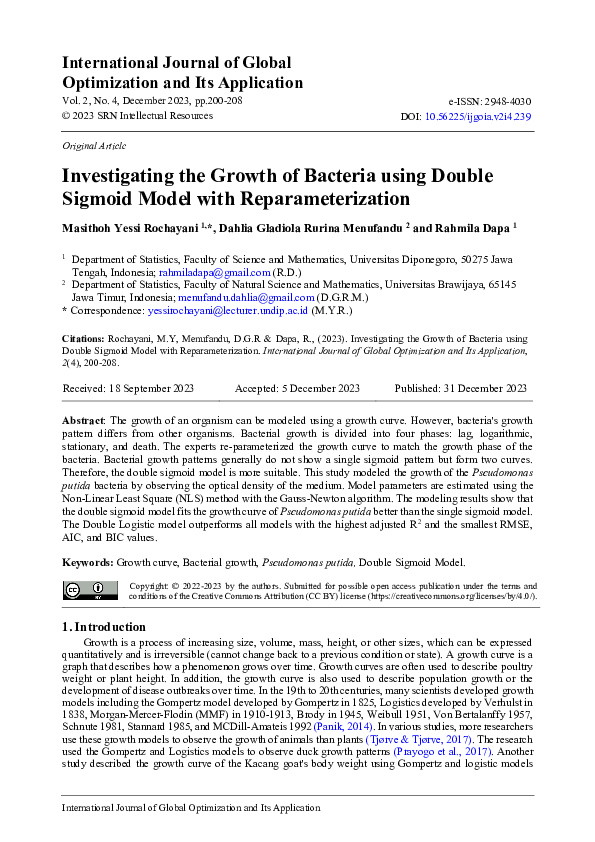 (PDF) Investigating the Growth of Bacteria using Double Sigmoid Model ...