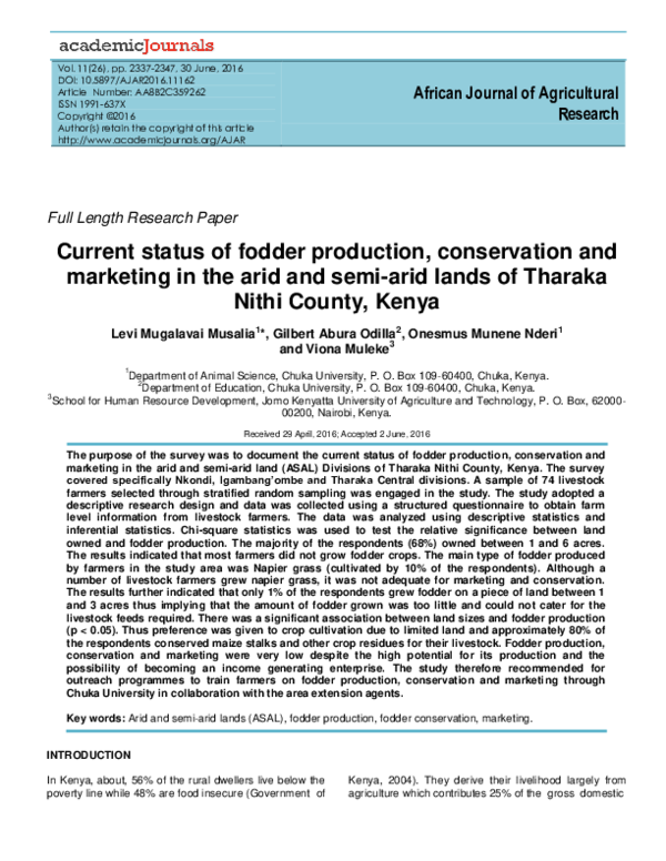 (PDF) Current status of fodder production, conservation and marketing ...
