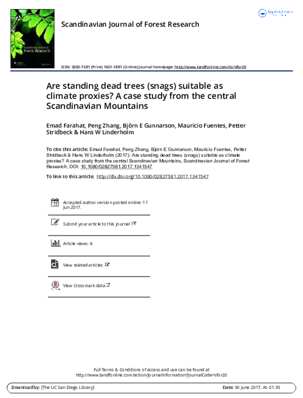 (PDF) Are standing dead trees (snags) suitable as climate proxies? A ...