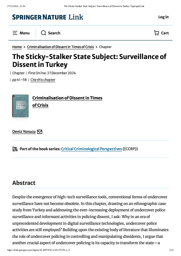 (PDF) The Sticky-Stalker State Subject: Surveillance of Dissent in Turkey