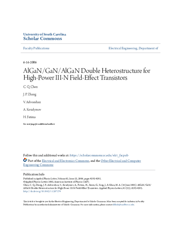 (PDF) AlGaN/GaN/AlGaN double heterostructure for high-power III-N field-effect transistors