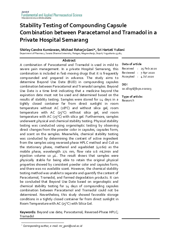 (PDF) Stability Testing of Compounding Capsule Combination between ...