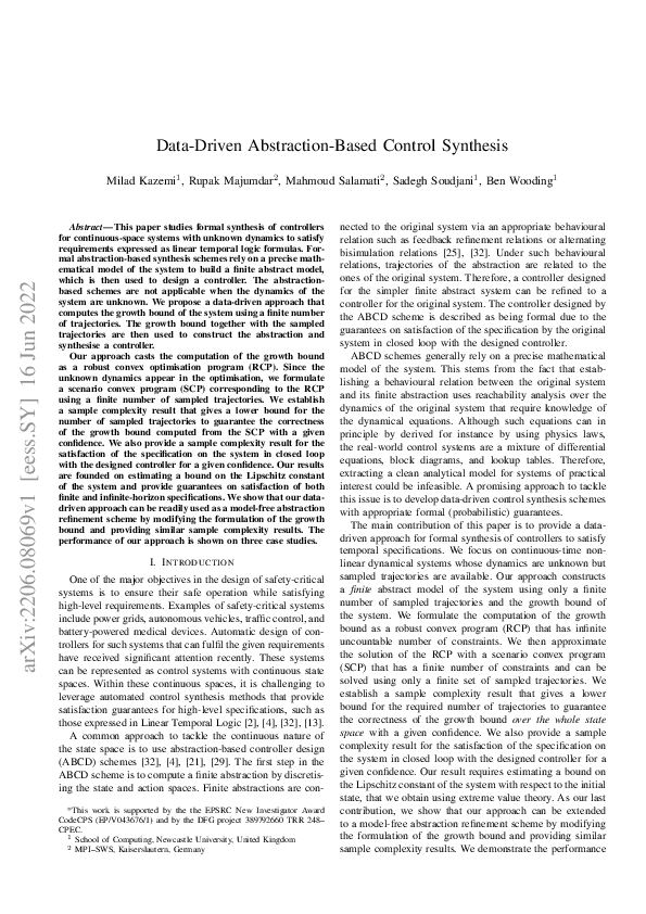 (PDF) Data-Driven Control Synthesis for Unknown Dynamics