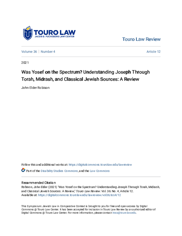 (PDF) Was Yosef on the Spectrum? Understanding Joseph Through Torah ...