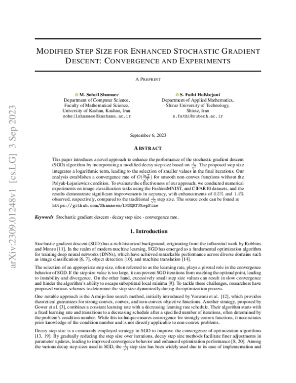 (PDF) Modified Step Size for Enhanced Stochastic Gradient Descent ...