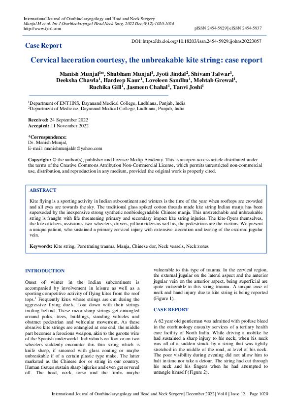 (PDF) Cervical laceration courtesy, the unbreakable kite string: case ...
