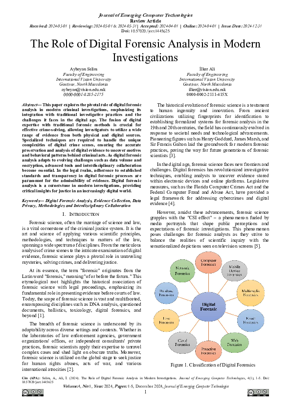 (PDF) The Role of Digital Forensic Analysis in Modern Investigations