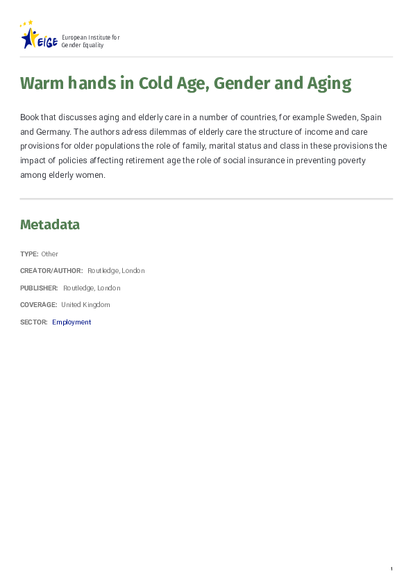 (PDF) Warm Hands in Cold Age