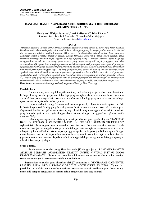 Pdf Rancang Bangun Aplikasi Accessories Matching Berbasis Augmented