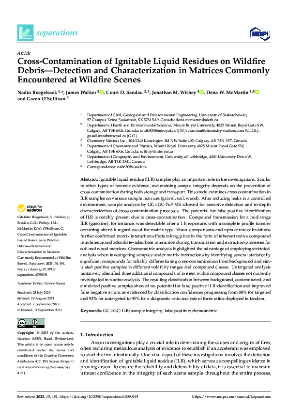 (PDF) Cross-Contamination of Ignitable Liquid Residues on Wildfire ...